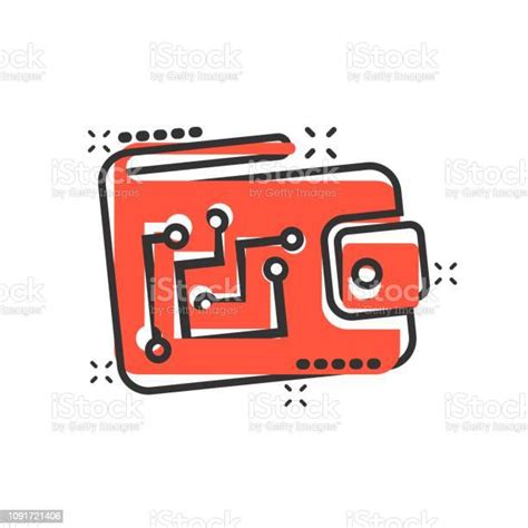 디지털 지갑 만화 스타일에서 아이콘입니다 암호화 가방 벡터 만화 그림 그림 온라인 금융 전자 상거래 비즈니스 개념 플래쉬 효과 개념에 대한 스톡 벡터 아트 및 기타 이미지