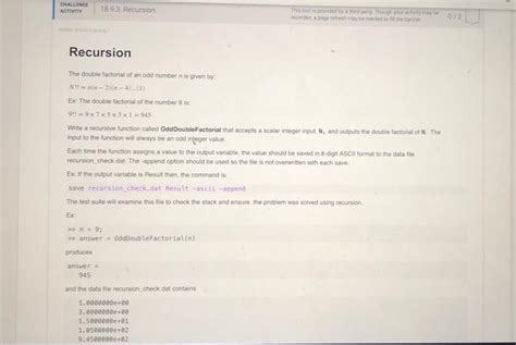 Solved Challenge Activity 1893 Recursion Recursion The