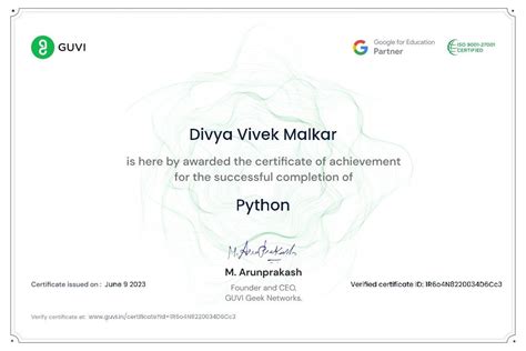 Guvi Pythonprogramming Learning Opportunity Divya Malkar