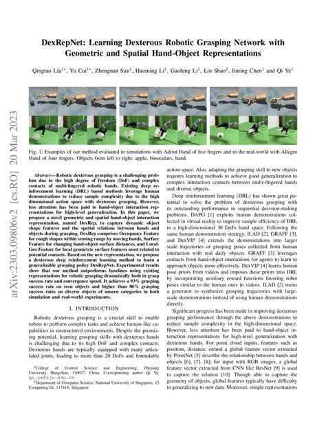 Dexrepnet Learning Dexterous Robotic Grasping Network With Geometric