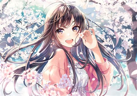 Cartoon Girl Smiling With Brown Hair