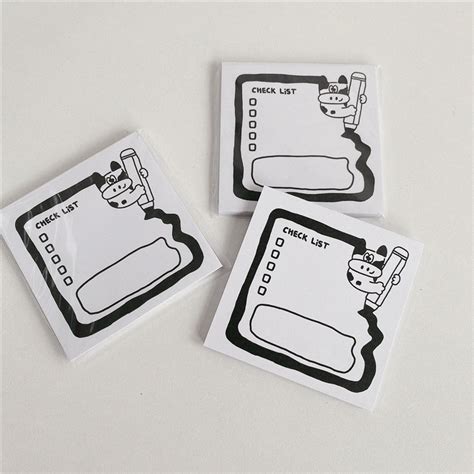 韩国ins同款奶牛便签本计划打卡学生可撕便签简约可爱手帐素材纸 虎窝淘