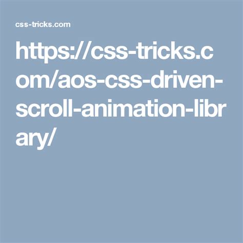 Css Aos Css Driven Scroll Animation Library Animation Library Library Css