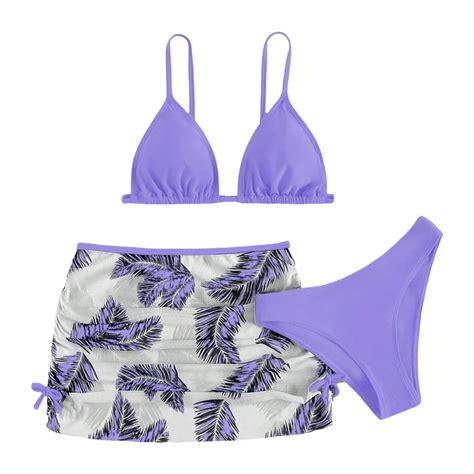 3 Pcs Swimsuit With Cover Up Skirt Swimsuit For Girls Swimsuit Summer Crisscross Three Piece