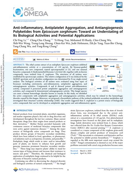Pdf Anti Inflammatory Antiplatelet Aggregation And Antiangiogenesis