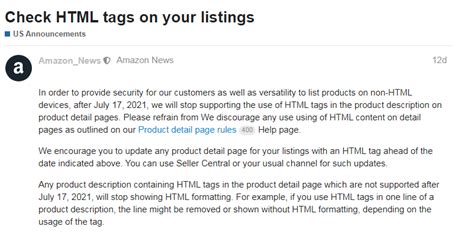 Amazon Bans Using HTML In Product DescriptionsWhat Next