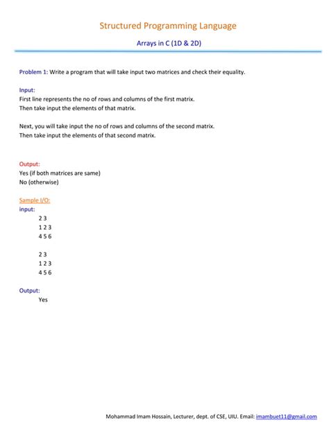 Spl 121 Multi Dimensionaltwo Array Practice Problems Pdf