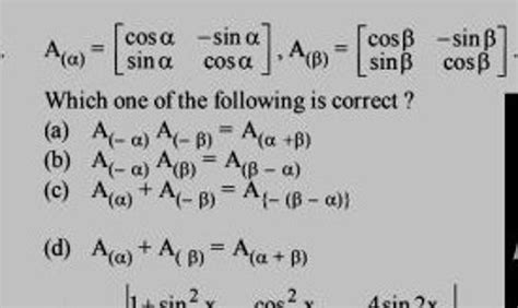 A Alpha Left Begin Array Cc Cos Alpha And Sin Alpha Si