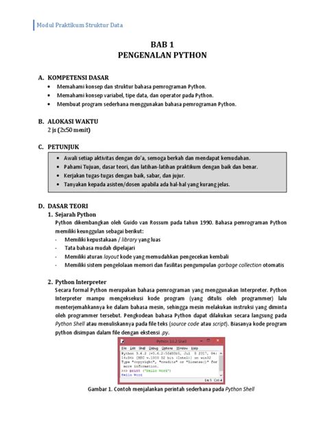 Modul 1 Strukdat Pengenalan Python Pdf Pdf