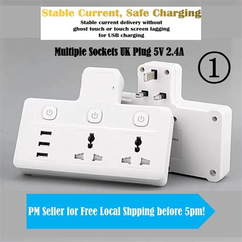 Extension Cord USB Wall Plug Double Plug Adaptor With AC USB Multi Plug Outlet V A USB