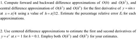 Solved 1 Compute Forward And Backward Difference