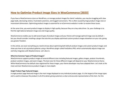 how to optimize product image sizes in woocommerce [2023] by