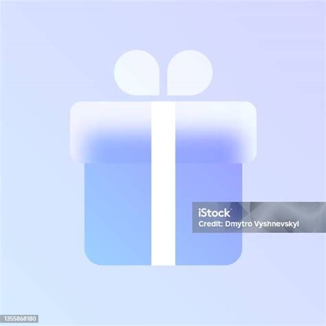 기프트 박스 유리 모피스트 트렌디 한 스타일 아이콘 기프트 박스 컬러 벡터 아이콘에 블러 투명 유리 및 보라색 그라데이션 웹 및 Ui 디자인 모바일 앱 및 프로모션 비즈니스