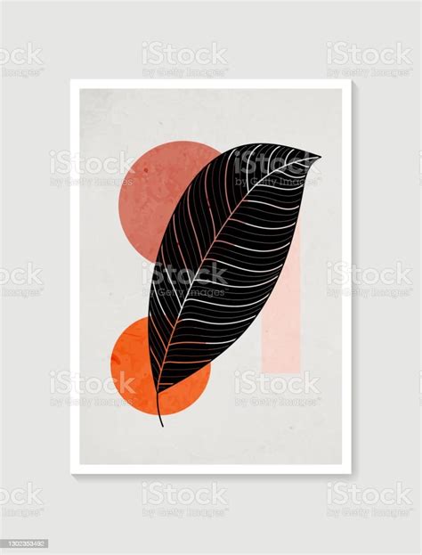 파스텔 색상의 현대 미술 포스터 식물성 벽 예술 벡터 최소한의 자연 벽 예술 인쇄 벽지 커버에 대한 추상 식물 예술 디자인 현대 벡터 일러스트레이션 0명에 대한 스톡 벡터