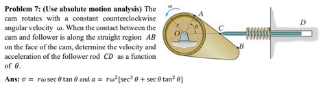 Solved Problem 7 Use Absolute Motion Analysis The Cam