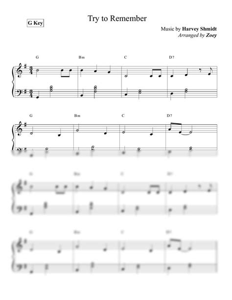 악보 Harvey Schmidt Try To Remember Easy Version By Zoey