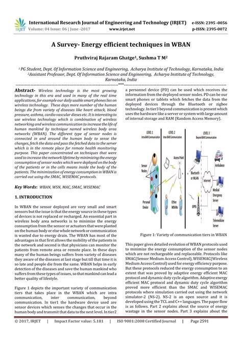 A Survey Energy Efficient Techniques In Wban Pdf