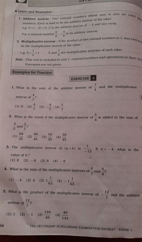 The Multiplicative Inverse Of A B Is −121 If A −4 What Is The Value