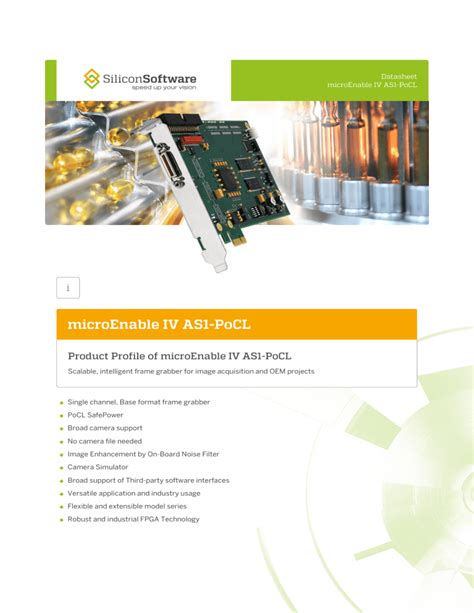 Basler Microenable Iv As1 Pocl Datasheet Manualzz