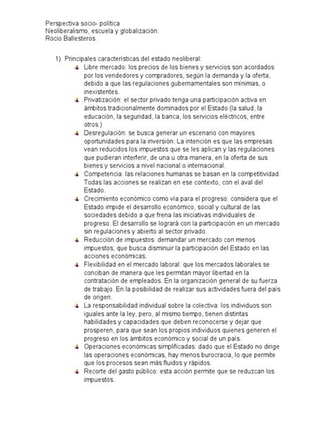 Tp Neoliberalismo Pdf Mercado Economía Neoliberalismo
