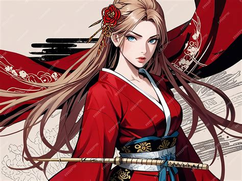 Beautiful Anime Girl Holding Ancient Script Amid Cherry Blossoms Premium Ai Generated Image