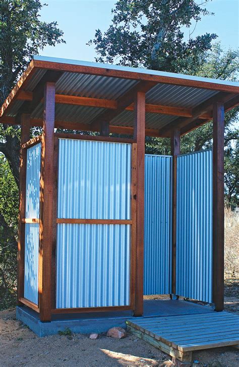 Corrugated Metal Outdoor Shower Enclosure At Thomas More Blog