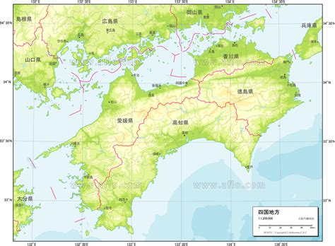 四国地方 地勢図 ベクター地図素材のダウンロード販売 アフロモール