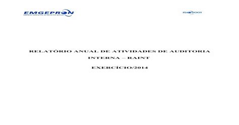 Pdf RelatÓrio Anual De Atividades De Auditoria Interna 2014