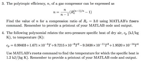 Solved 3 The Polytropic Efficiency N Of A Gas Compressor