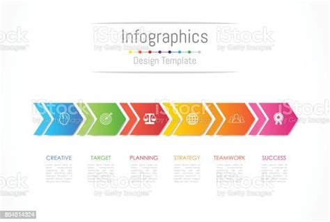 Infographic 6 옵션 부품 단계 일정 또는 프로세스와 비즈니스 데이터에 대 한 디자인 요소 화살표는 개념을 연결 합니다 벡터 일러스트 레이 션 6에 대한 스톡 벡터