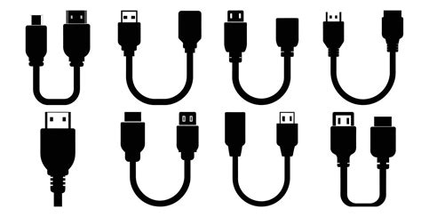 Collection Of Various Connector Cable Types And Their Silhouettes 57312903 Vector Art At Vecteezy