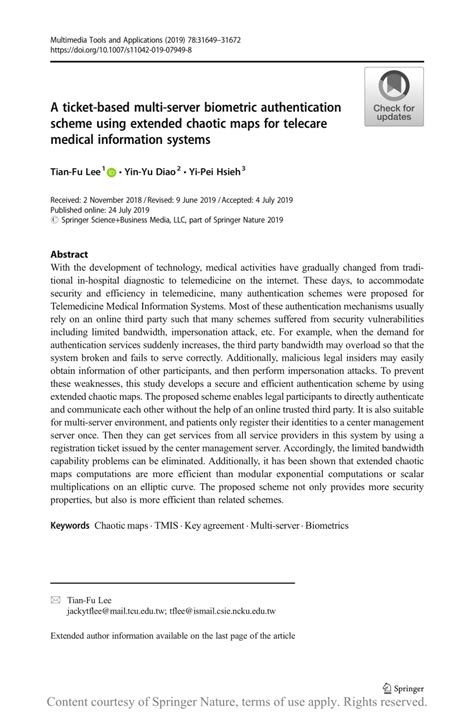 A Ticket Based Multi Server Biometric Authentication Scheme Using