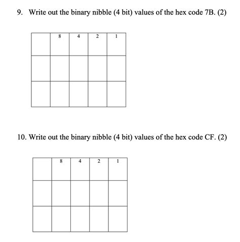 Solved 9 Write Out The Binary Nibble 4 Bit Values Of The