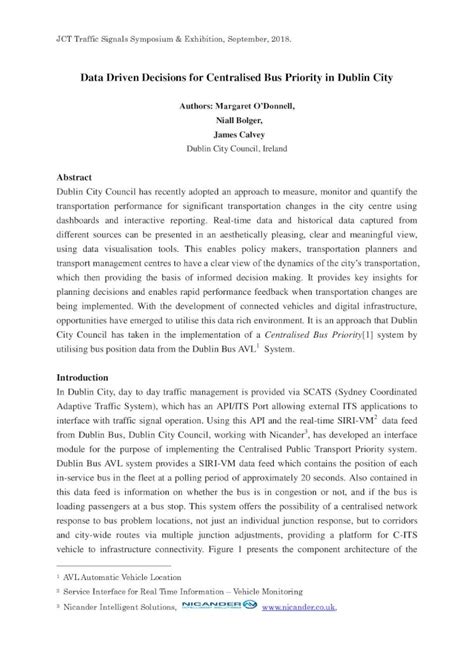 Pdf Data Driven Decisions For Centralised Bus Priority In €¦ · Data Driven Decisions For