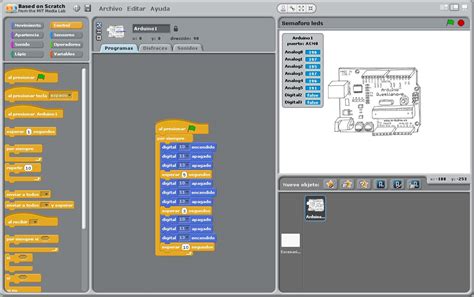s4a para arduino programación de un semáforo de leds recursos