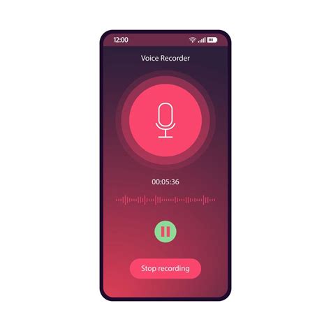 Voice Recorder App Smartphone Interface Vector Template Sound Rec Voice Recorder App Smartphone Interface Vector Template Sound Rec