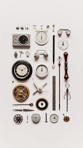 Many Different Types Of Clocks And Watches On The Table Premium Ai Generated Image