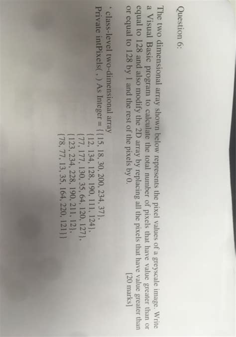 Solved The Two Dimensional Array Shown Below Represents The