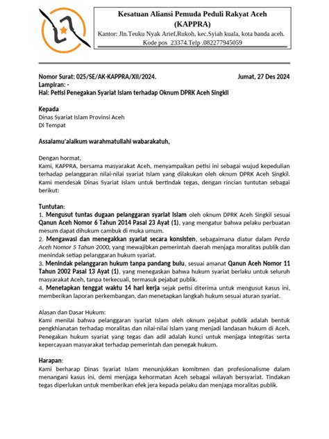 Kappra Contoh Petisi Aksi Pdf