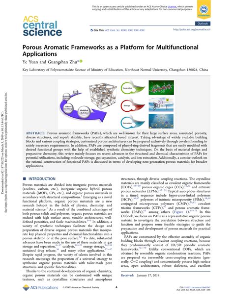 Pdf Porous Aromatic Frameworks As A Platform For Multifunctional