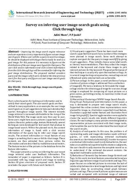 Pdf Survey On Inferring User Image Search Goals Using Click Through Logs
