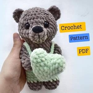 Valentines Day Bear With Heart Crochet Pattern Amigurumi Teddy Bear