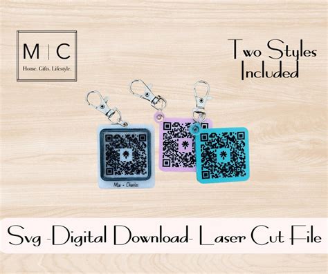 Qr Code Keychain Svg Scan Qr Code Svg Social Media Cut File Laser Cut Qr Code File Etsy