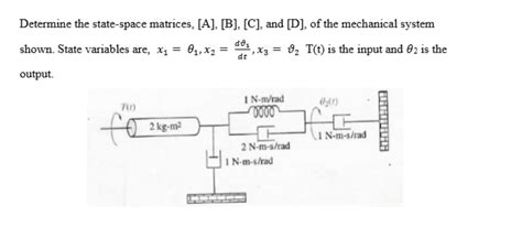 Solved Determine The State Space Matrices A B C