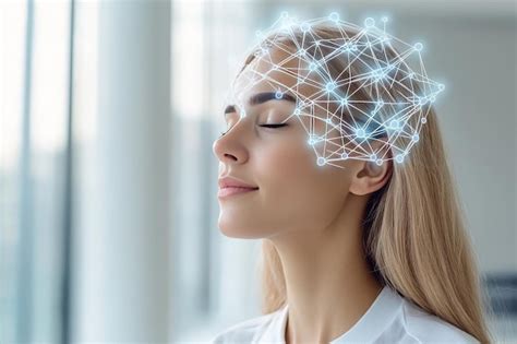 Neurophotonics Bioinformatics Neuromodulator And Neurofeedback Woman Meditating With A Neural