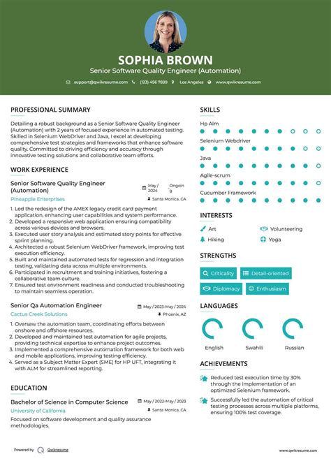 10 Senior Qa Automation Engineer Resume Samples And Templates For 2025