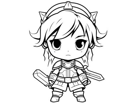 Anime Girl Warrior Drawing Coloring Page