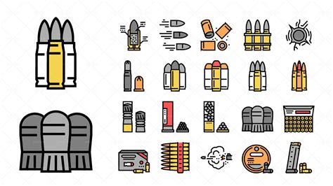 20 Bullet And Ammunition Icons Graphics Motion Array