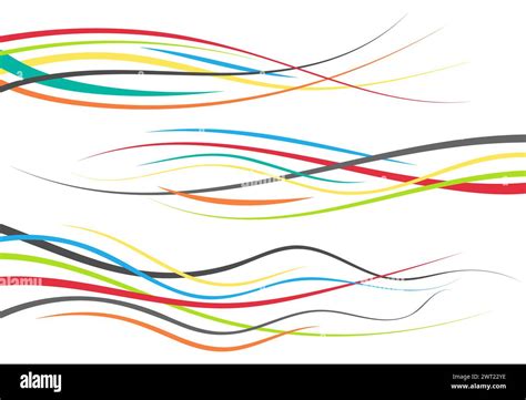 Set Of Abstract Color Curved Lines Wave Design Element Vector Illustration Stock Vector Image