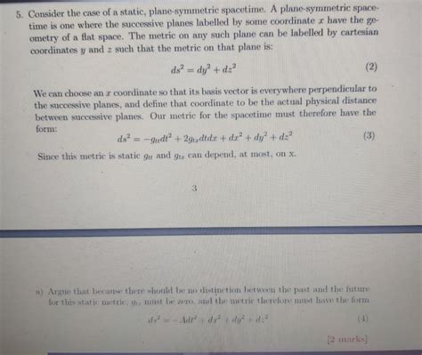5 Consider The Case Of A Static Plane Symmetric